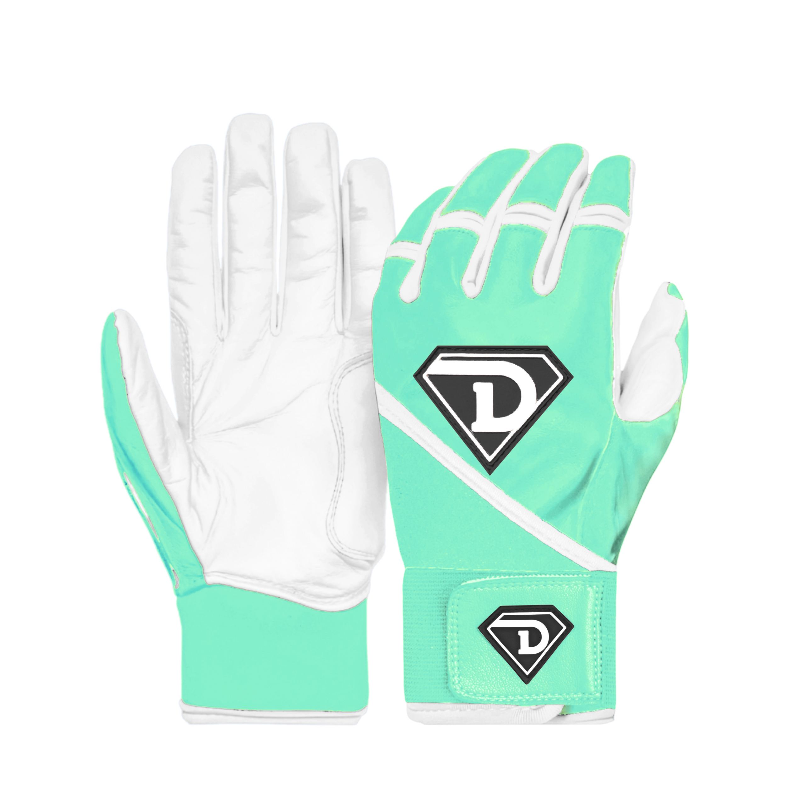 D1 Premium Batting Gloves | Drippy Mints - Mint/White - with Patented ...
