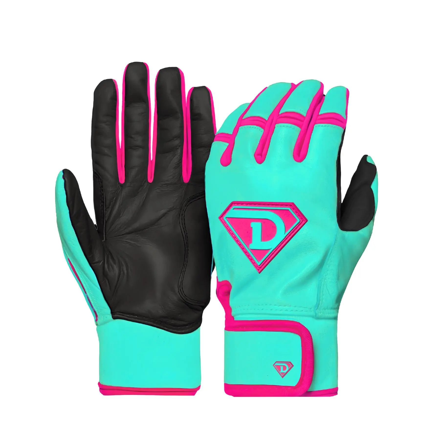 D1 Premium Batting Gloves | Miami 305 - Electrifying New Teal/Neon Pink ...